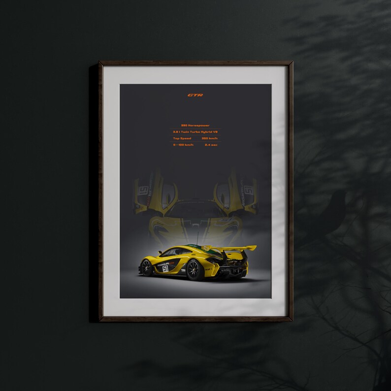Mclaren P1 GTR Poster Hypercar Wall Art Modern Car Print Perfect Wall ...