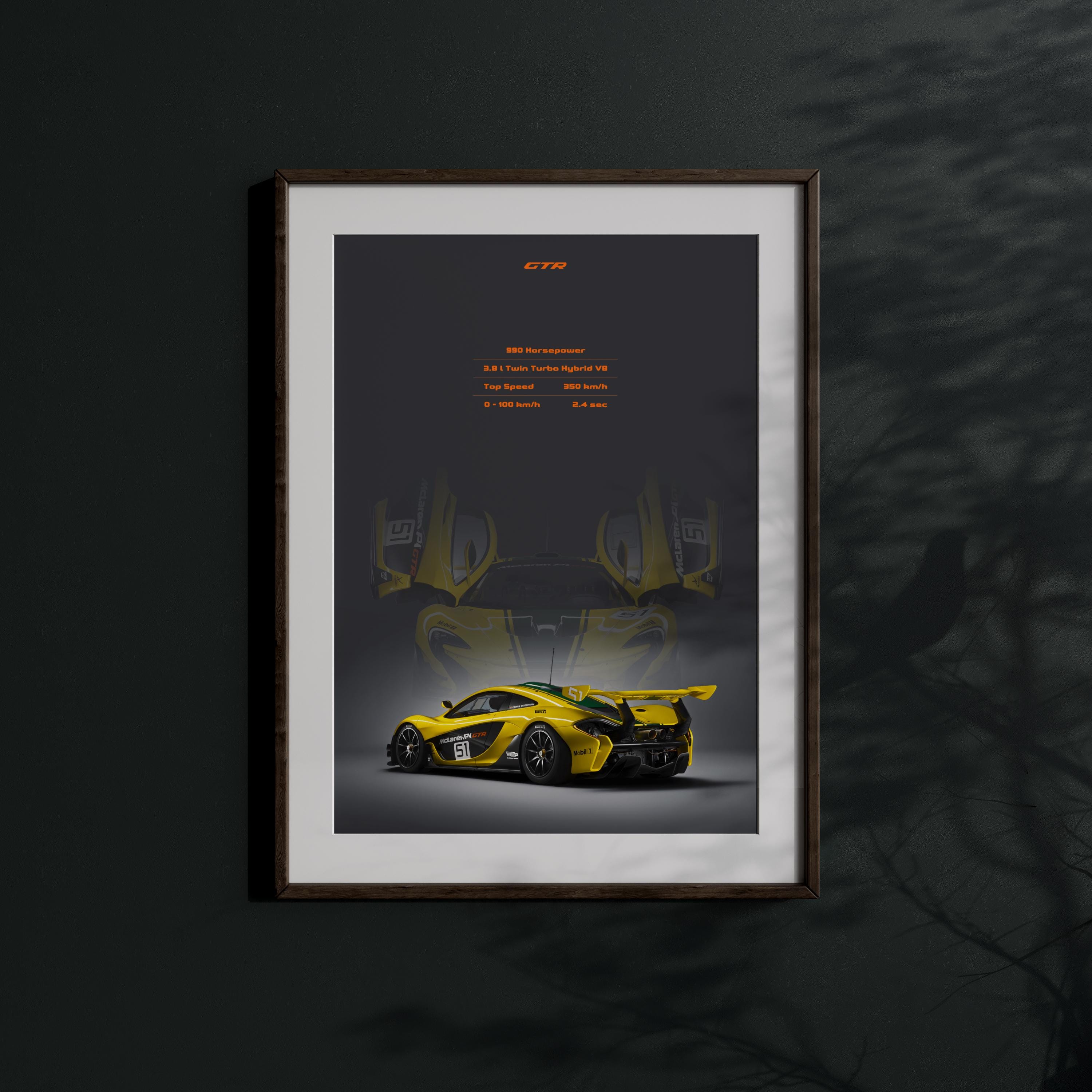 Mclaren P1 GTR Poster - Hypercar Wall Art - Modern Car Print - Perfect ...