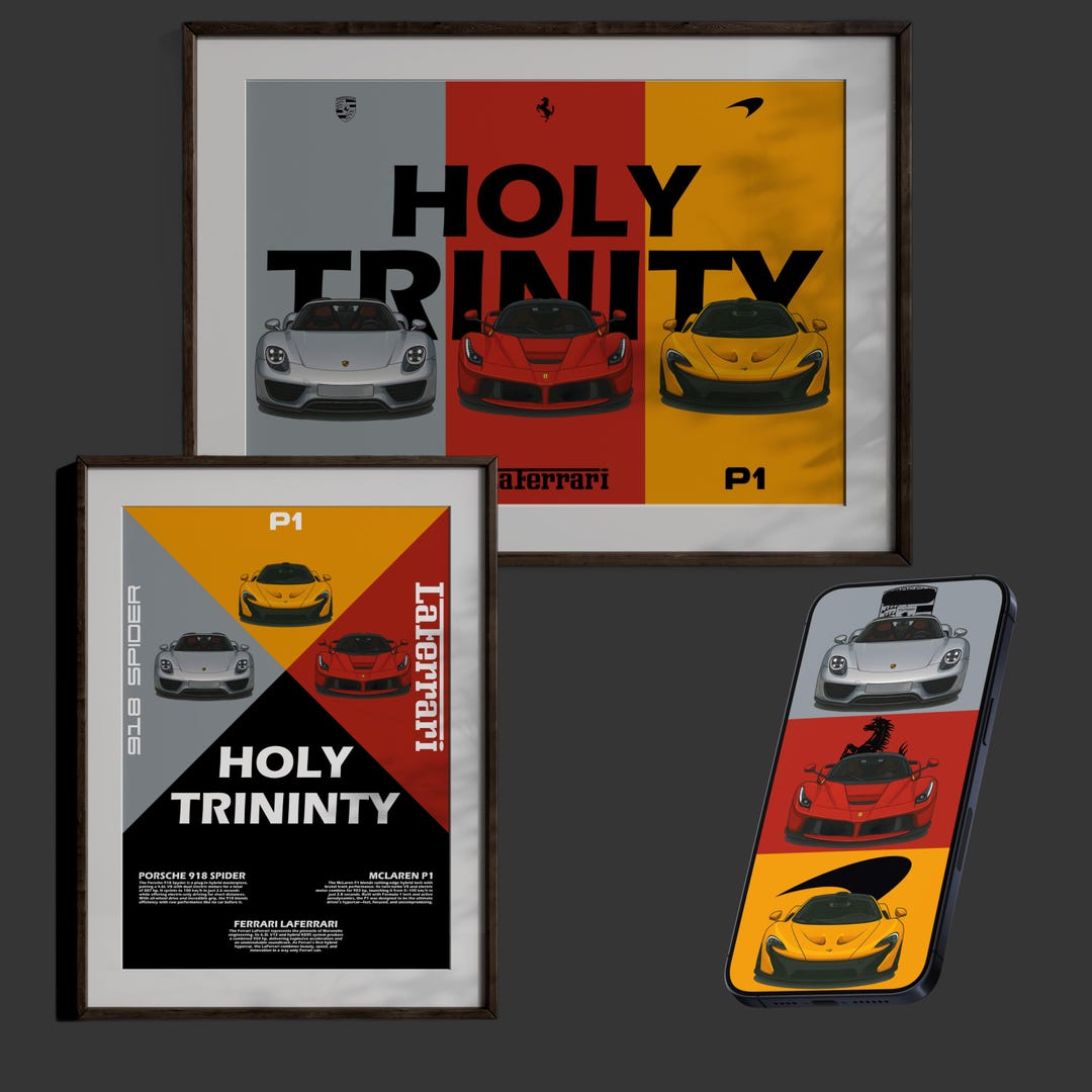 Holy Trinity Supercar Poster Set | P1, Laferrari, 918 | Digital Wall ...