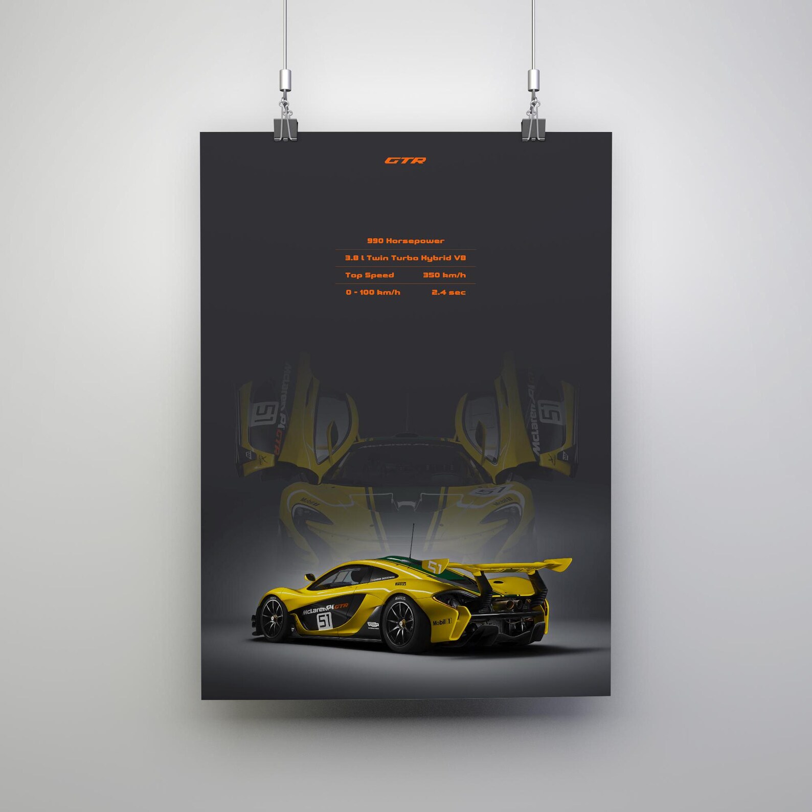 Mclaren P1 GTR Poster - Hypercar Wall Art - Modern Car Print - Perfect ...
