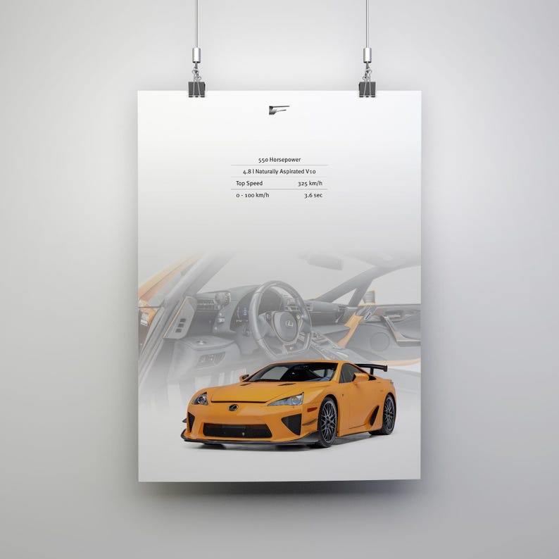 Lexus LFA Poster Supercar Wall Art Modern Car Print Perfect Wall Art ...
