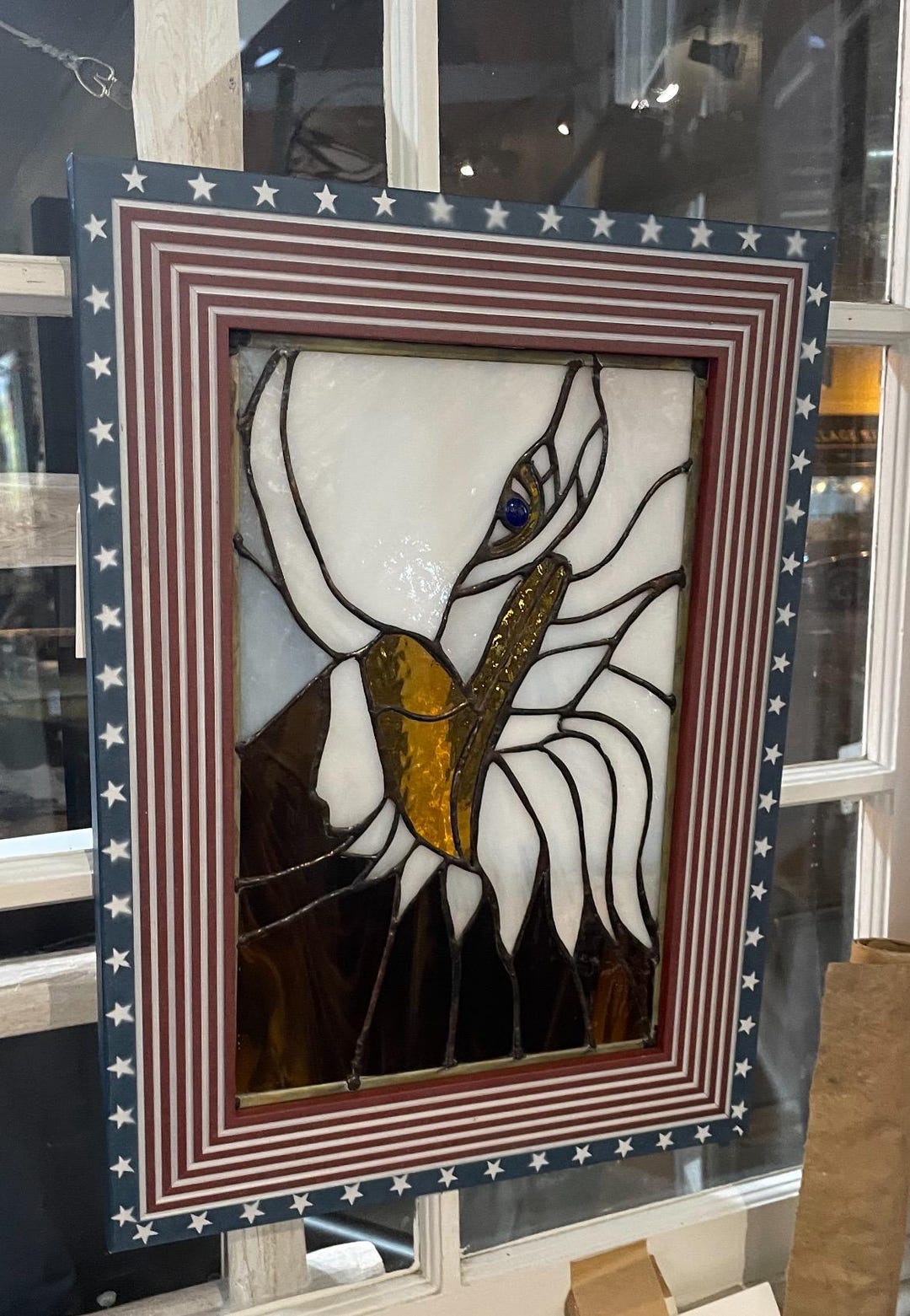 One of A Kind “hawk” Stained Glass Pieces by Local Northport Artist ...
