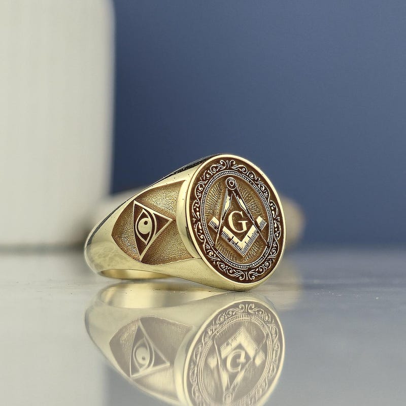 Freemason Gold Ring Signet - Etsy