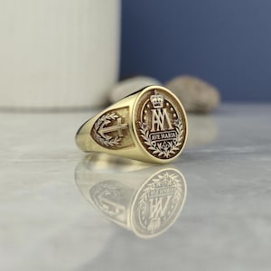 Gold Ave Maria Ring With Virgin Mary & Anchor – Round Religious ...