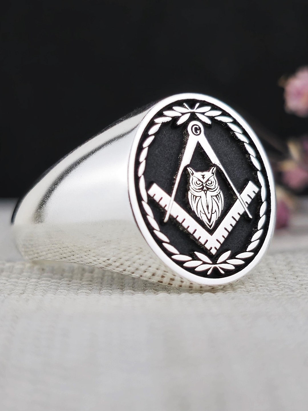 Masonic Owl Ring: Freemason Symbol Jewelry - Etsy