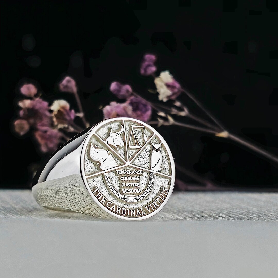 The Cardinal Virtues Ring, Stoic Custom Frame Rings,justice Wisdom ...