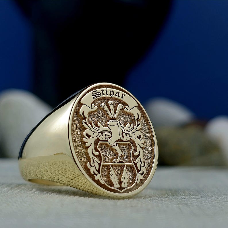 Custom Family Crest Signet Ring: Engraved Sterling Silver Heirloom ...