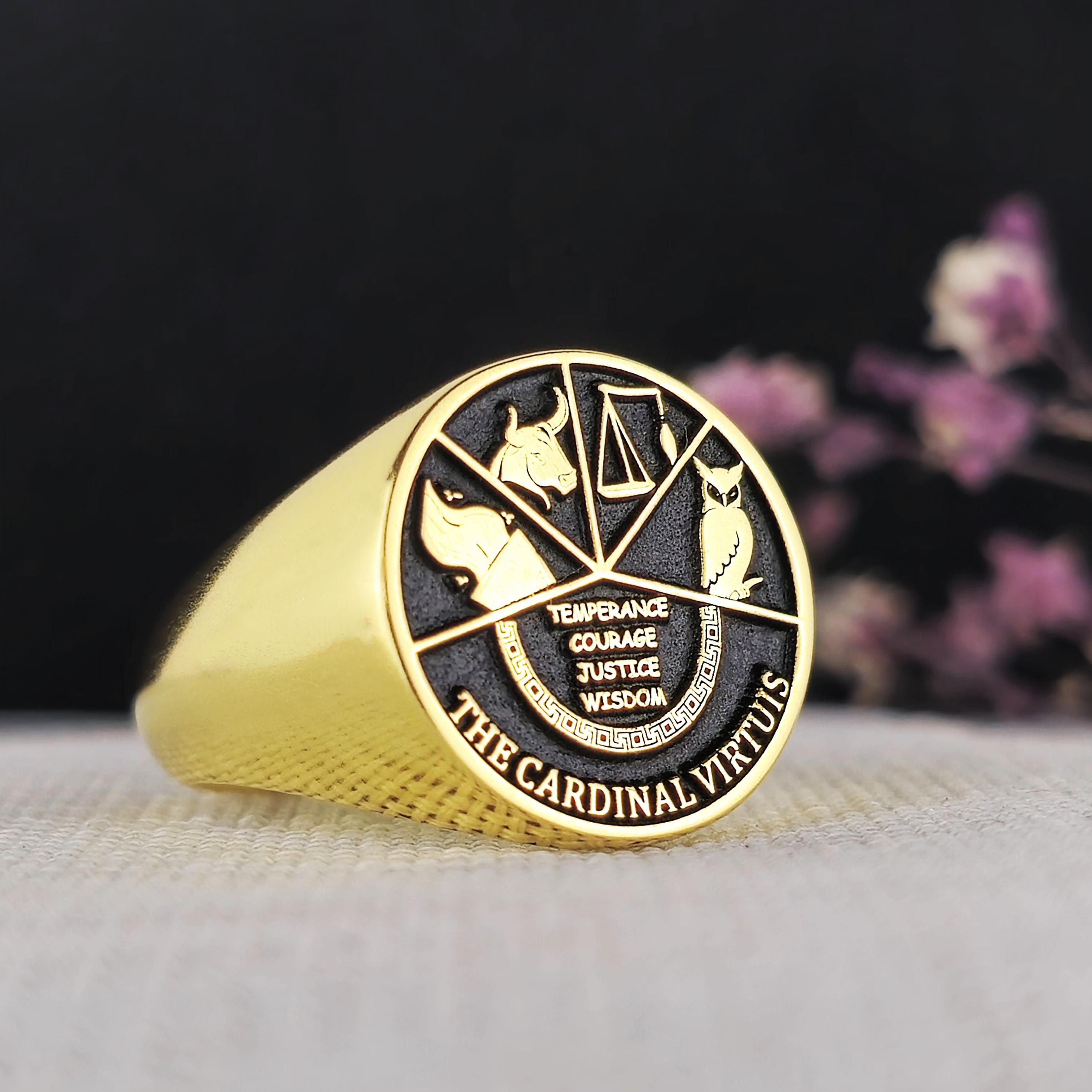 The Cardinal Virtues Ring, Stoic Custom Frame Rings,justice Wisdom ...