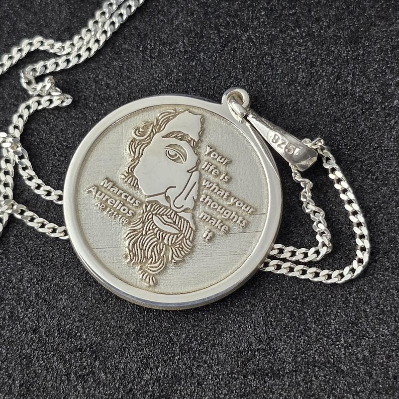 Personalized Marcus Aurelius Silver Pendant Necklace - Roman Emperor ...