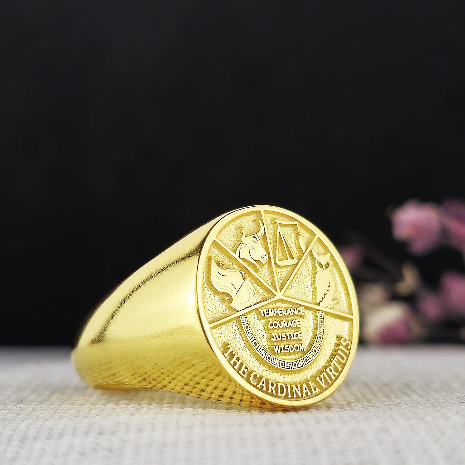 The Cardinal Virtues Ring, Stoic Custom Frame Rings,justice Wisdom ...