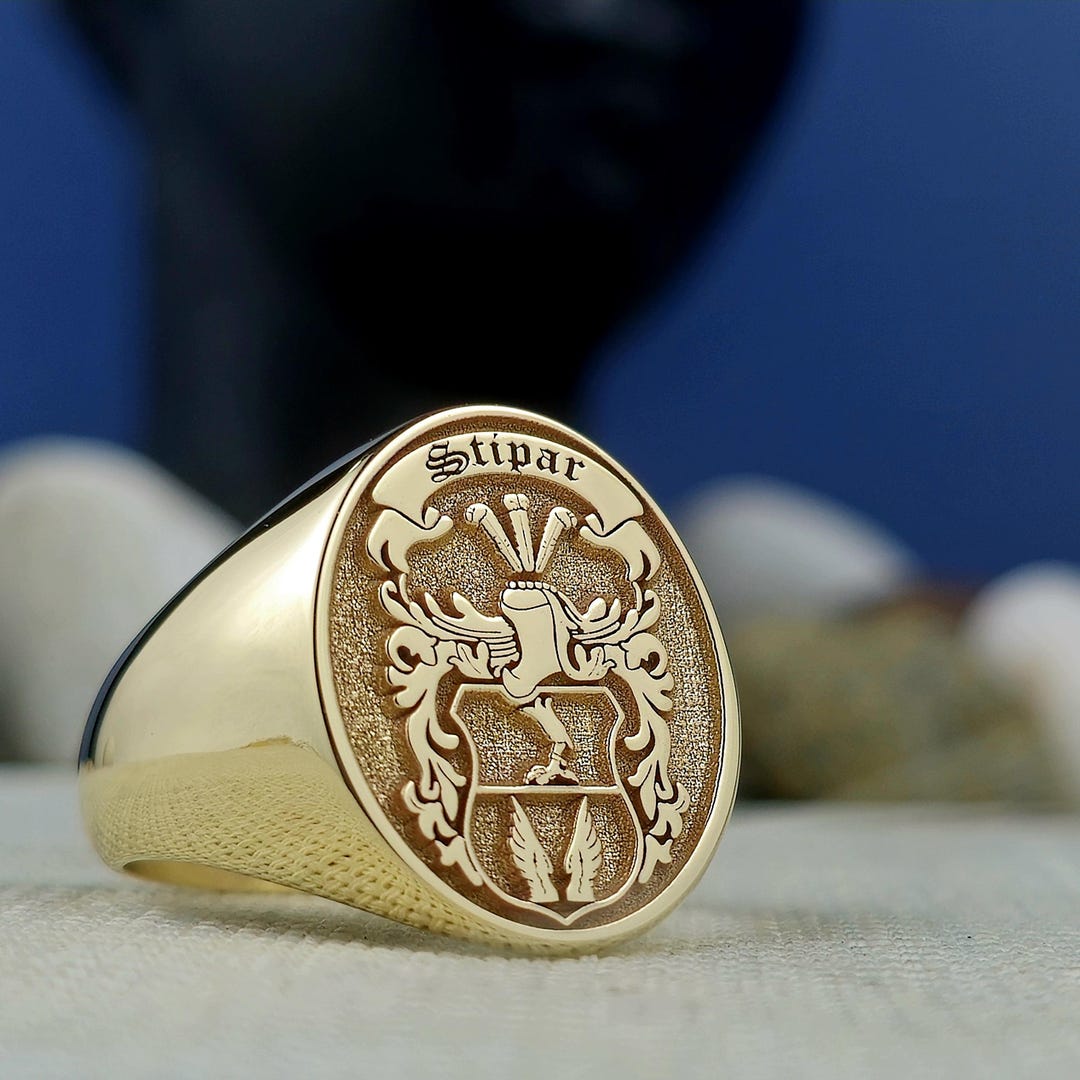Custom Family Crest Signet Ring: Engraved Sterling Silver Heirloom - Etsy