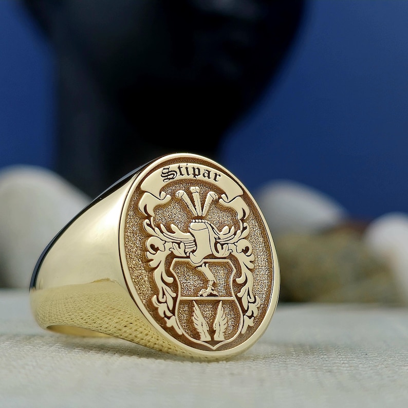 Custom Family Crest Signet Ring: Engraved Sterling Silver Heirloom ...