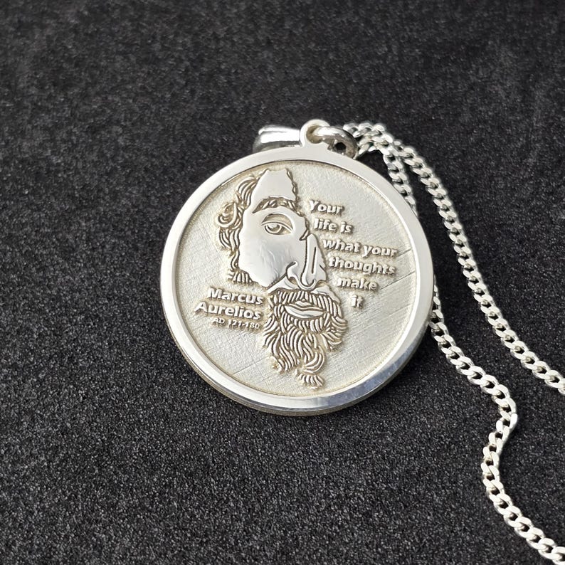Personalized Marcus Aurelius Silver Pendant Necklace - Roman Emperor ...