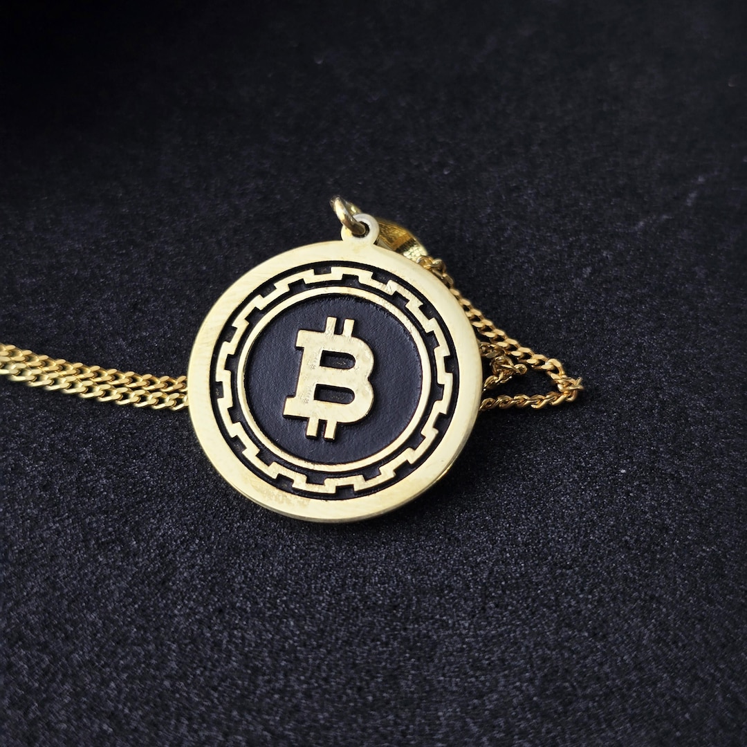 14K Solid Gold Bitcoin Pendant Necklace: Crypto Coin Charm - Etsy