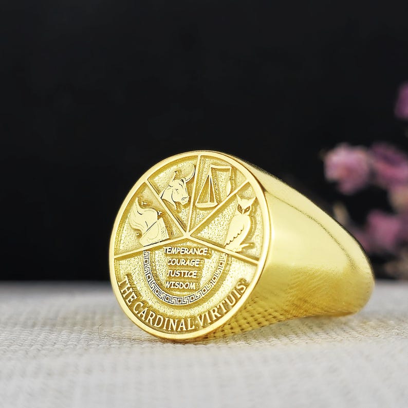 The Cardinal Virtues Ring, Stoic Custom Frame Rings,justice Wisdom ...