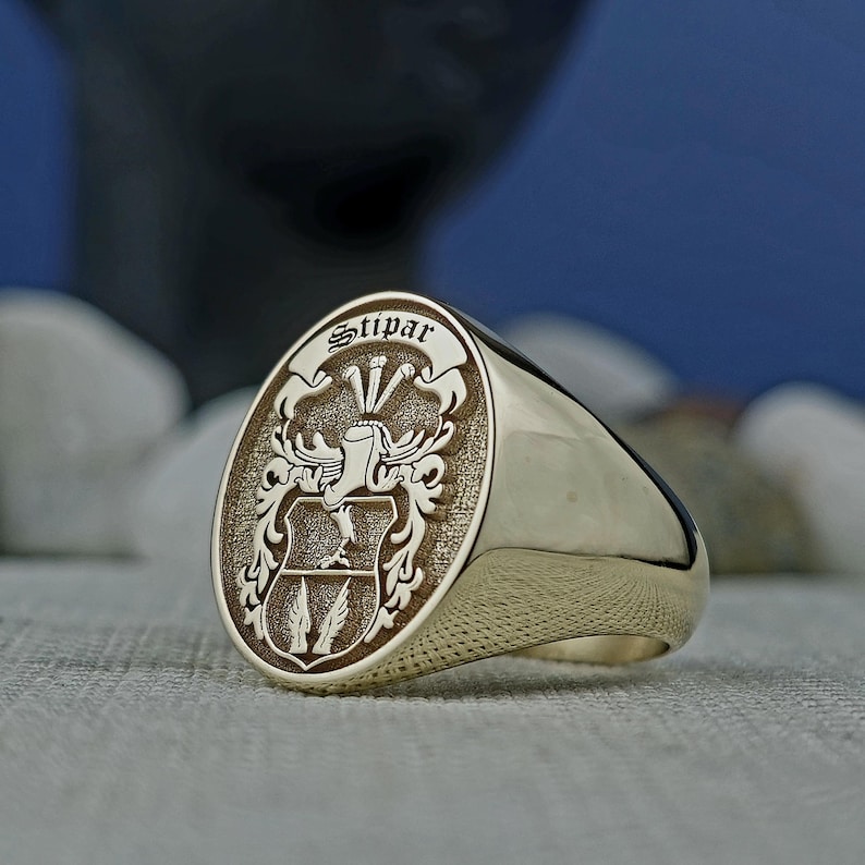 Custom Family Crest Signet Ring: Engraved Sterling Silver Heirloom ...