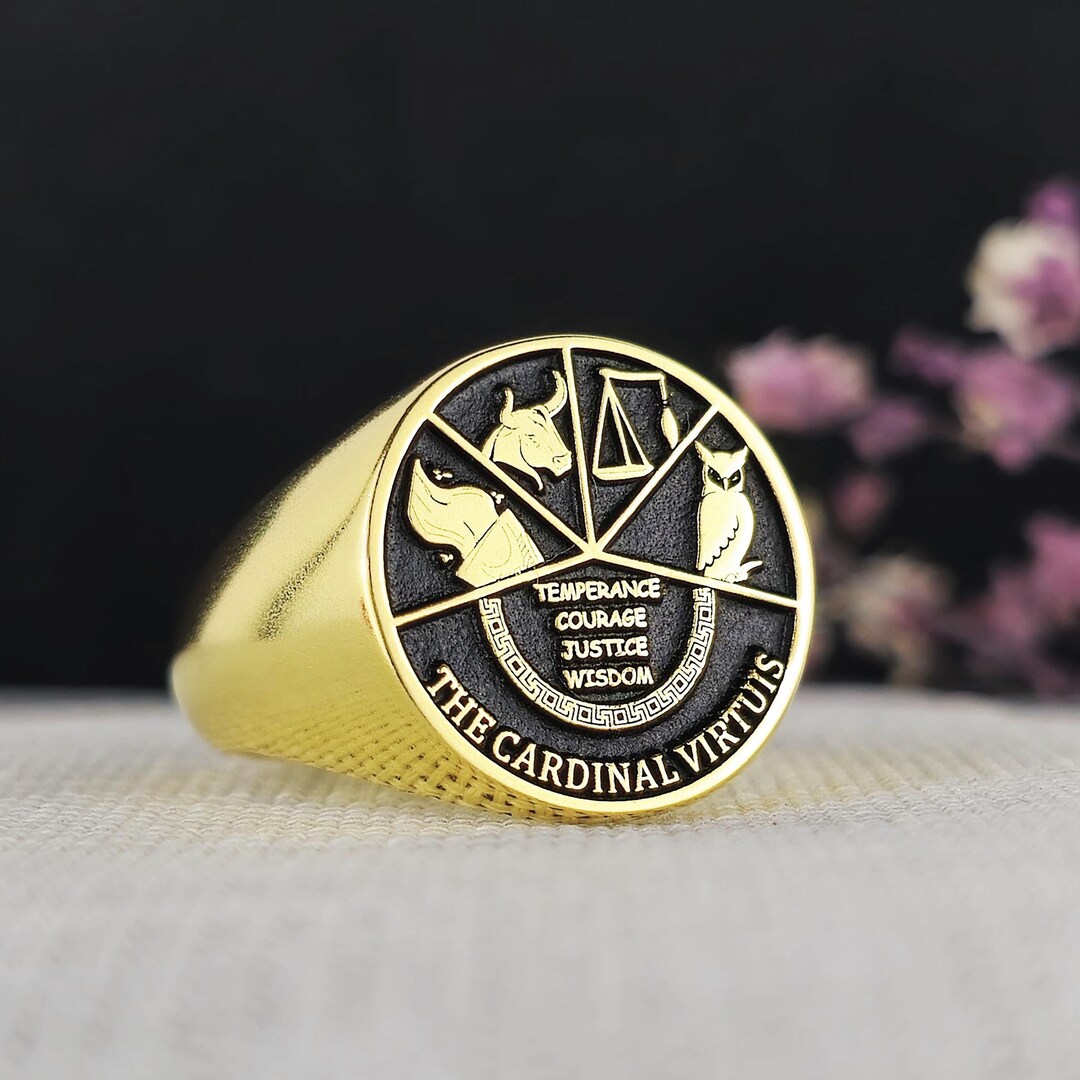 Cardinal Virtues Ring: Stoic Wisdom, Justice, Temperance, Courage - Etsy