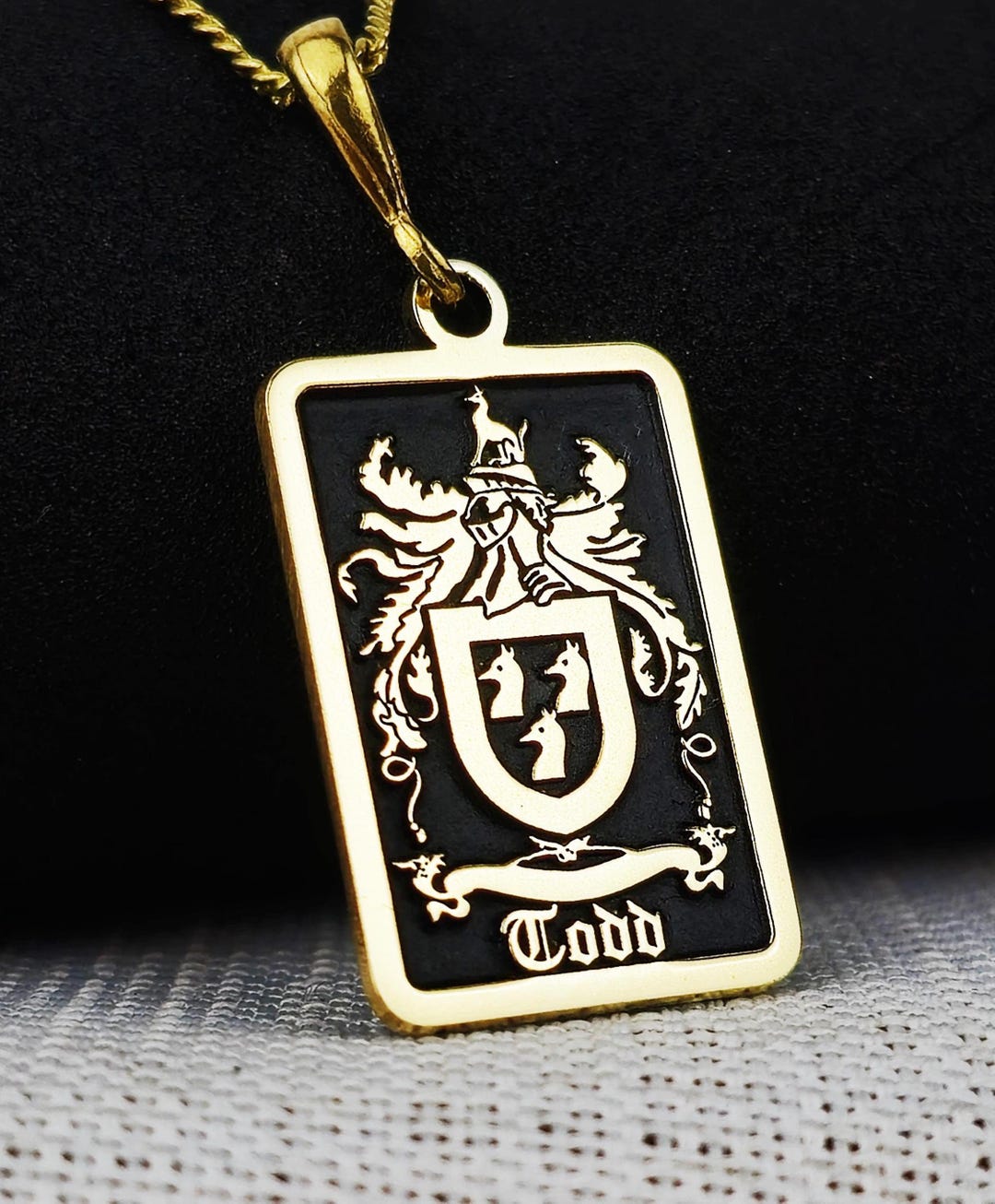 Coat of Arms Necklace | Gold-plated Shield Pendant With Family Crest - Etsy