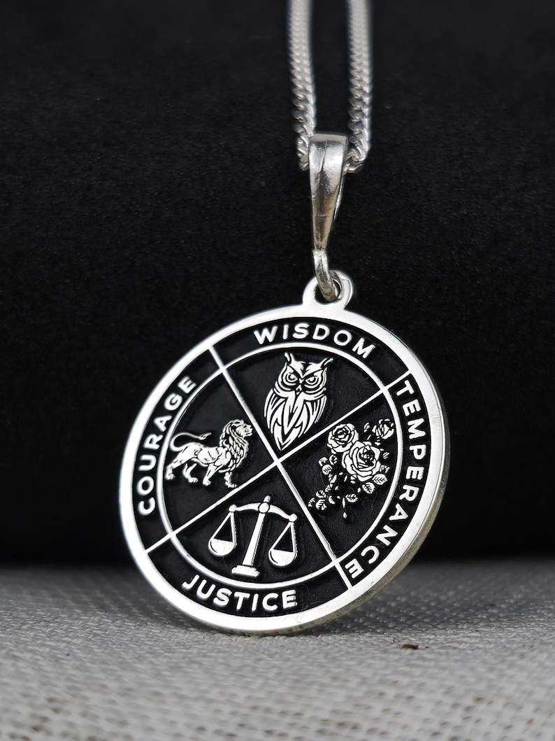 Wisdom Necklace With Courage, Justice & Temperance Symbols - Unique ...