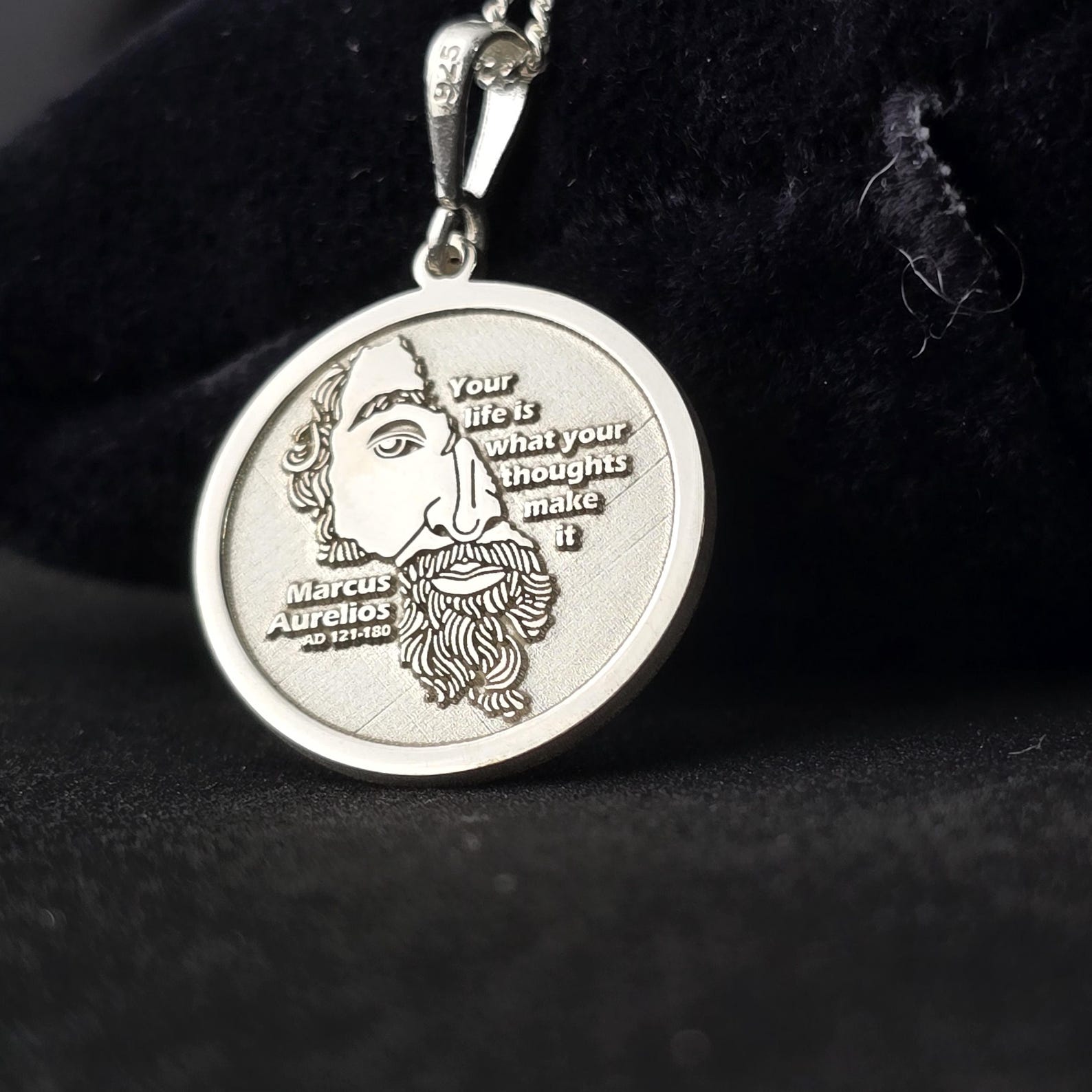 Personalized Marcus Aurelius Silver Necklace, Roman Emperor Pendant ...