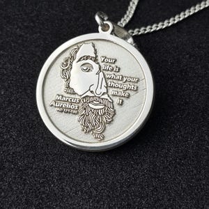 Personalized Marcus Aurelius Silver Necklace, Roman Emperor Pendant ...
