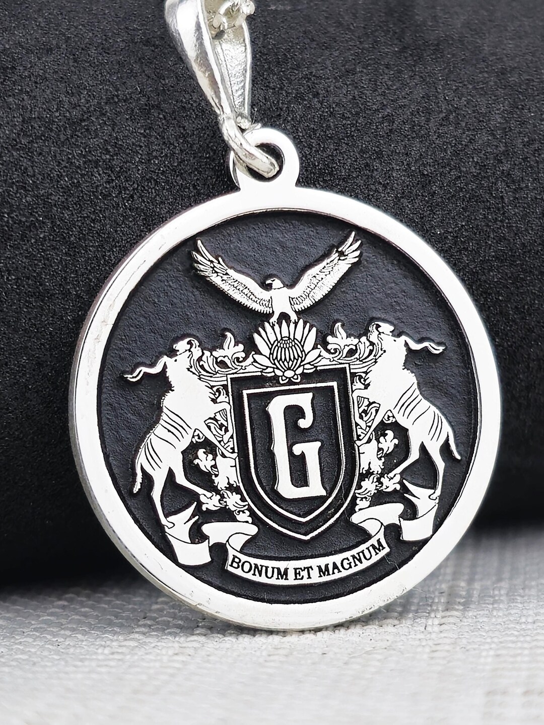 Custom Family Crest Necklace 925 Sterling Silver Coat of Arms Pendant ...