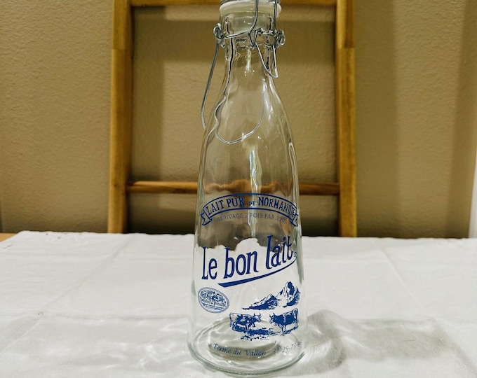 Vintage French Le Bon Lait - Lait Pur De Normandie French Glass Milk ...
