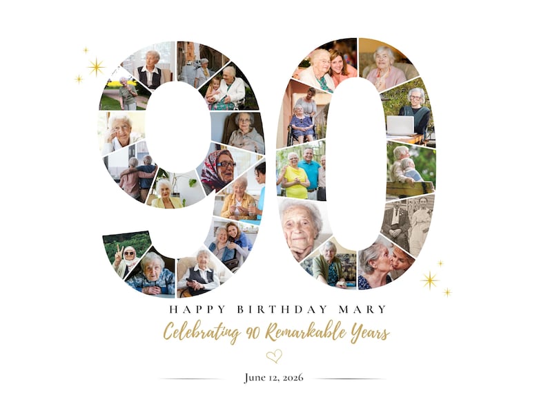 90th Birthday Photo Collage Template (digital Download) Customizable ...