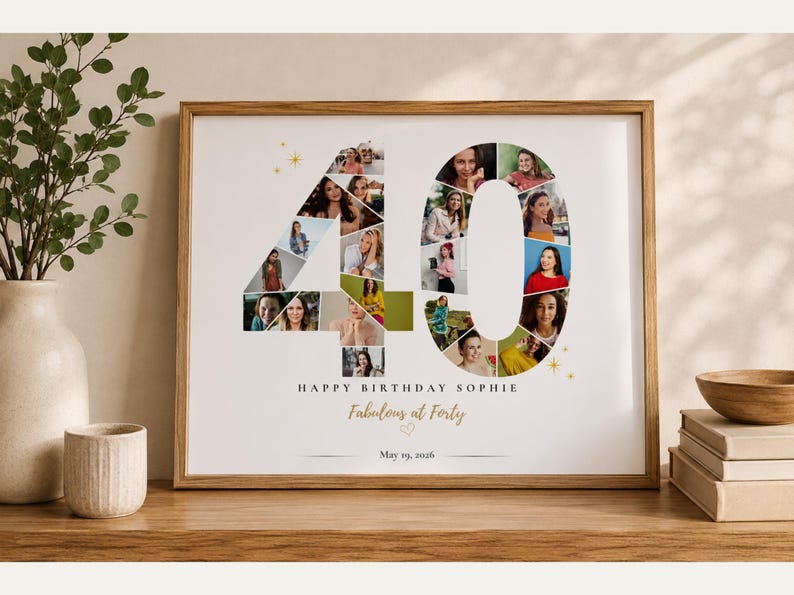 40th Birthday Photo Collage Template, Customizable Picture Collage ...