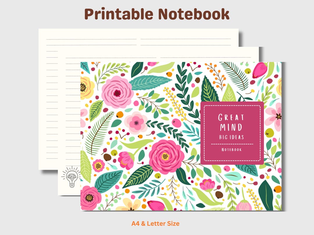 Printable Notebook Lined Pages DIY Notebooks Journal Kit PDF Download ...