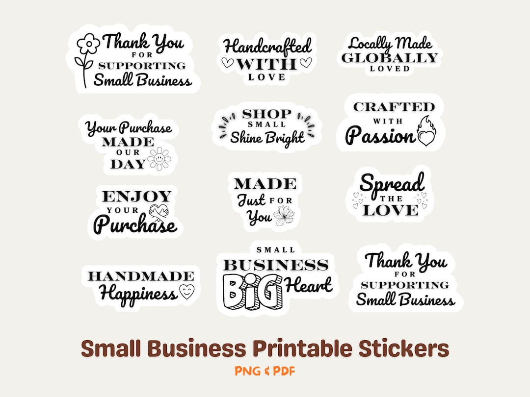 Small Business Printable Stickers PNG Print and Cut Stickers Diy After ...