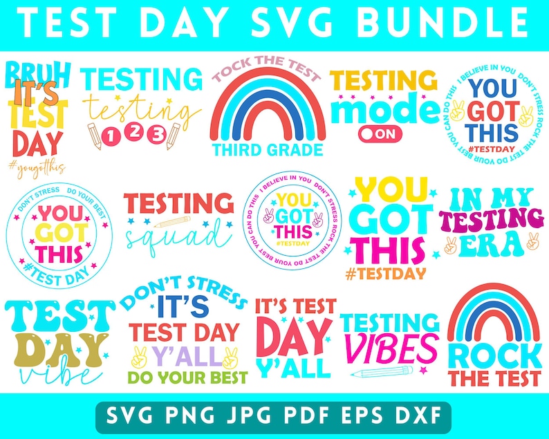 It’s Test Day SVG Bundle • Motivational School SVG • Testing Day Quotes ...