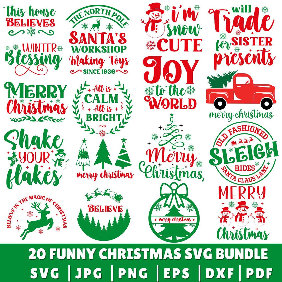 Funny Christmas SVG Bundle, Christmas Quotes SVG, Holiday SVG Designs ...