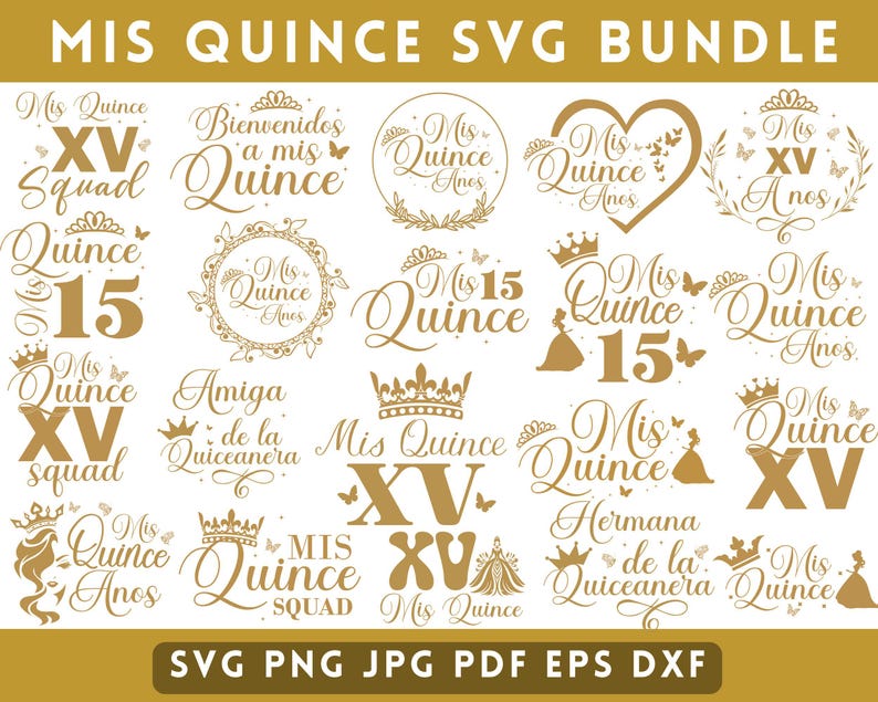 Mis Quince SVG Bundle | Quinceañera SVG Png for Cricut | 15th Birthday ...