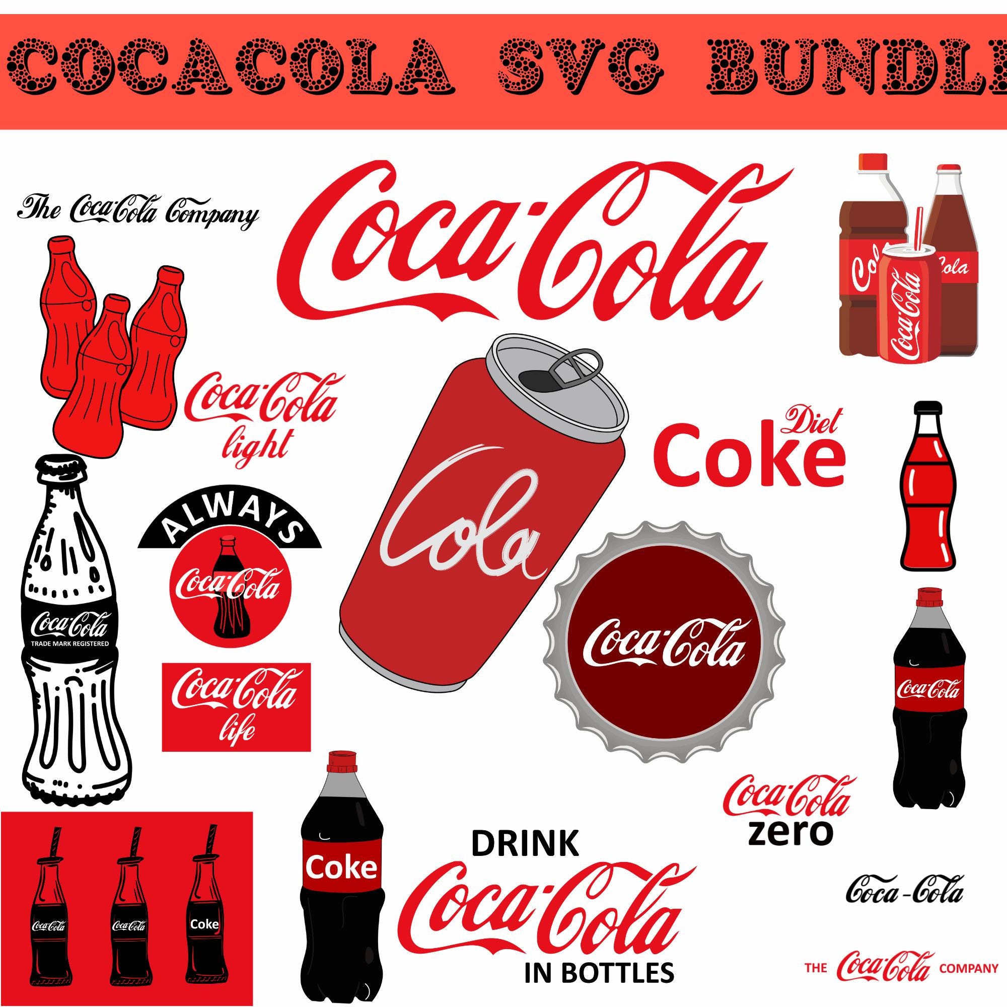 Coca-cola Svg Bundle, Coke Inspired Art, Drinking Svg, Coca Cola Svg ...