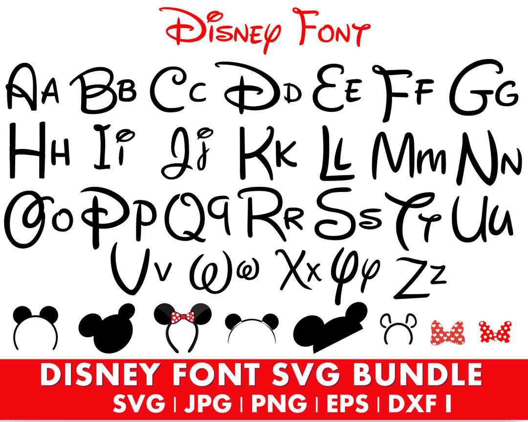 Disneyland Font Svg, Mouse Letters Font, Mouse Alphabet Font, Cartoon ...
