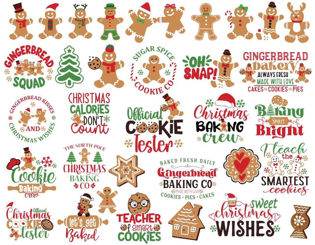 Christmas Gingerbread SVG Bundle | Cute Gingerbread Man Clipart ...