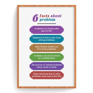 6 FACTS About PROBLEMS, Growth Mindset Poster, Morality Poster, Kids ...