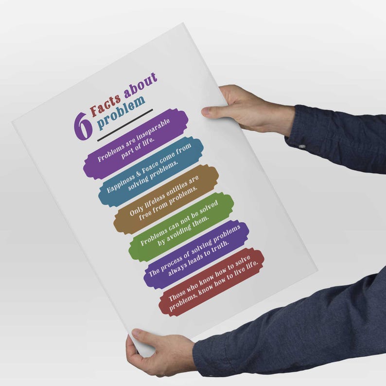 6 FACTS About PROBLEMS, Growth Mindset Poster, Morality Poster, Kids ...
