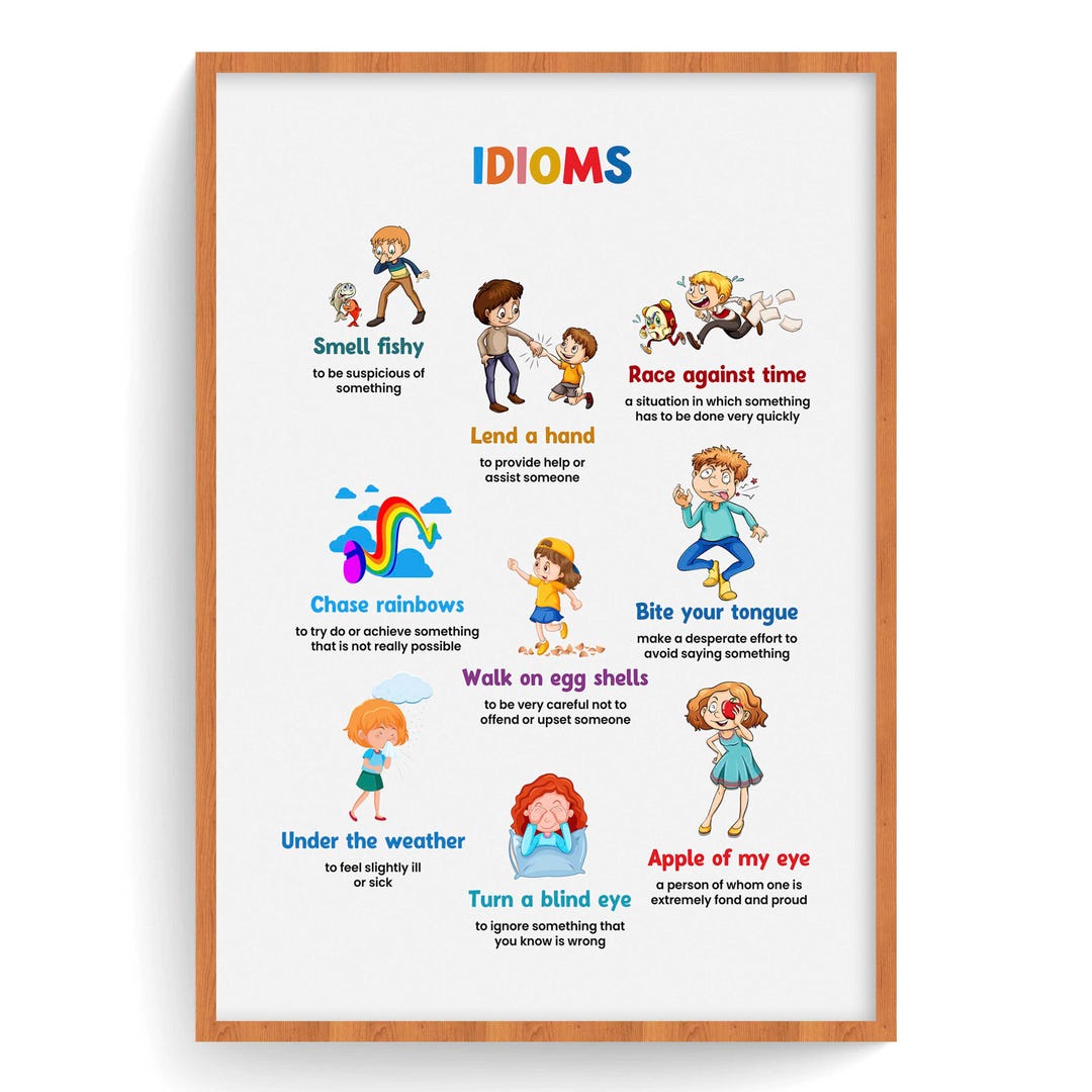 English Idioms Poster: Kid Room Decor, Figurative Language (digital ...