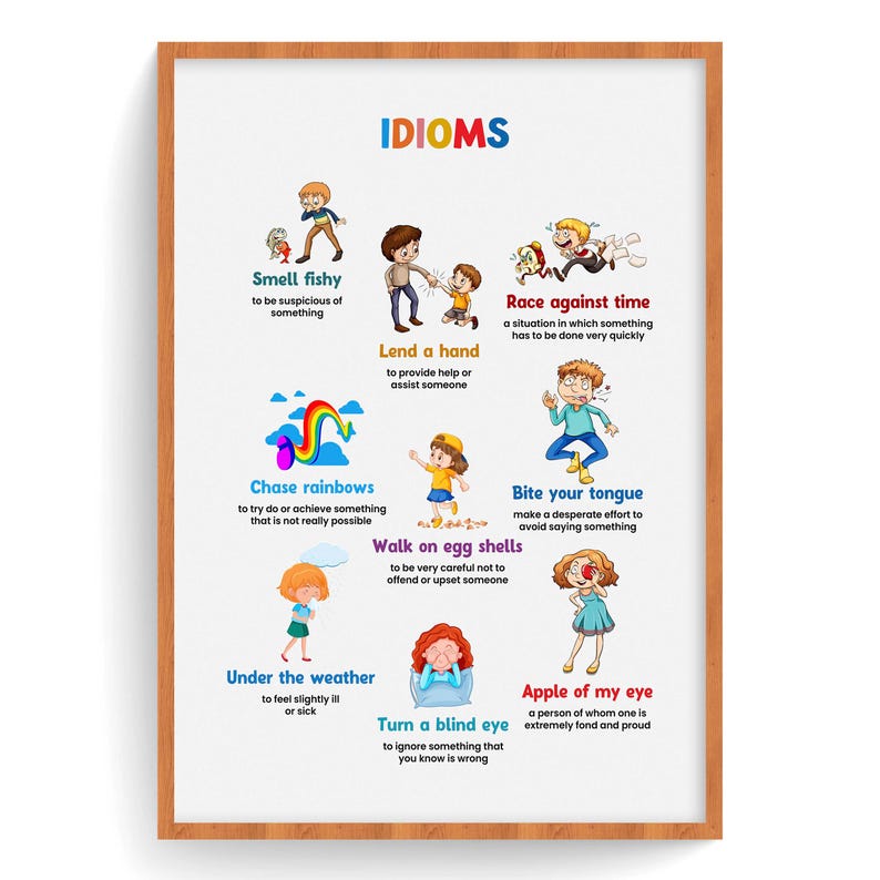 English Idioms, Idioms and Phrases, Kid Room Decor, Idiom Printable ...