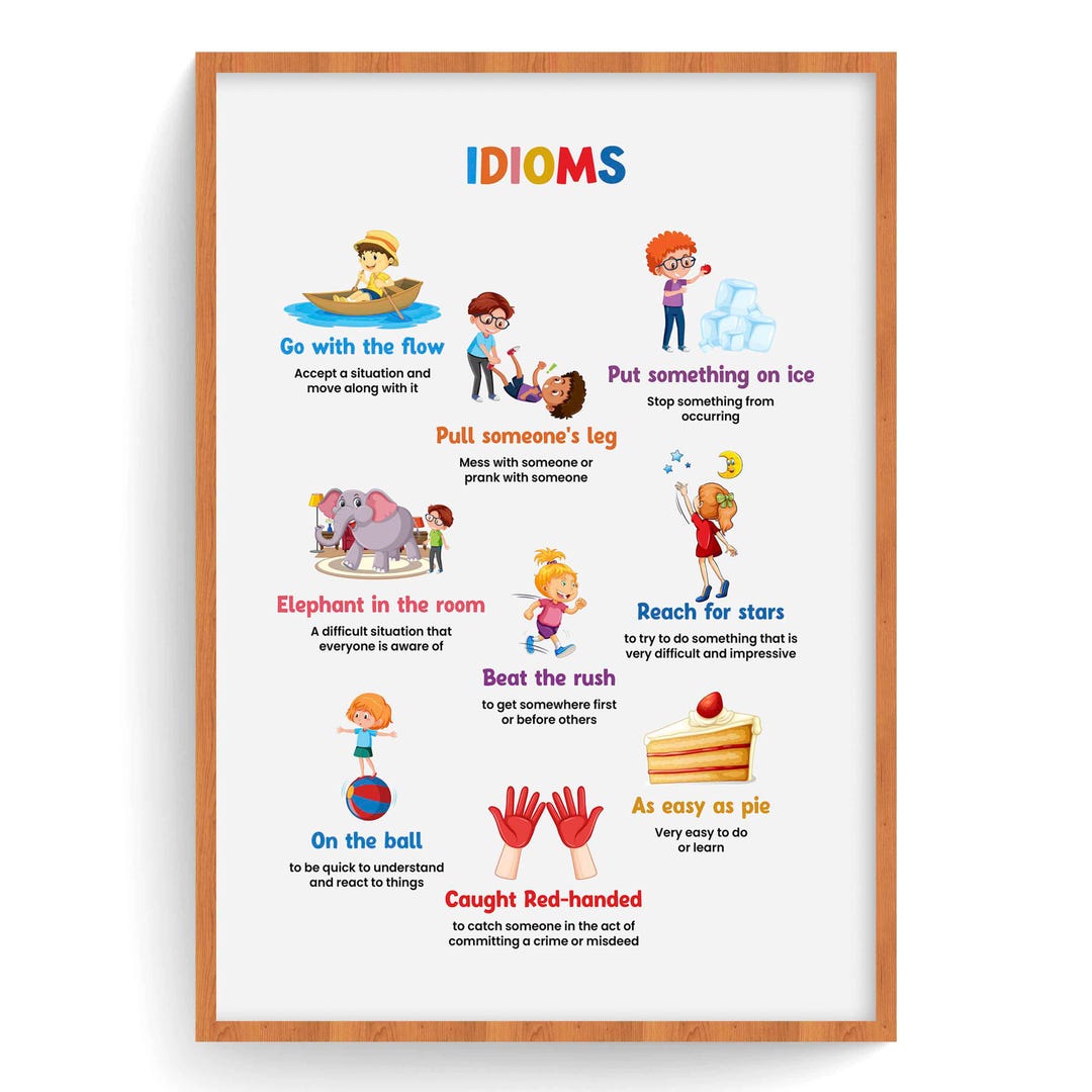 English Idioms, Idioms and Phrases, Kid Room Decor, Idiom Printable, English Vocabulary Poster ...