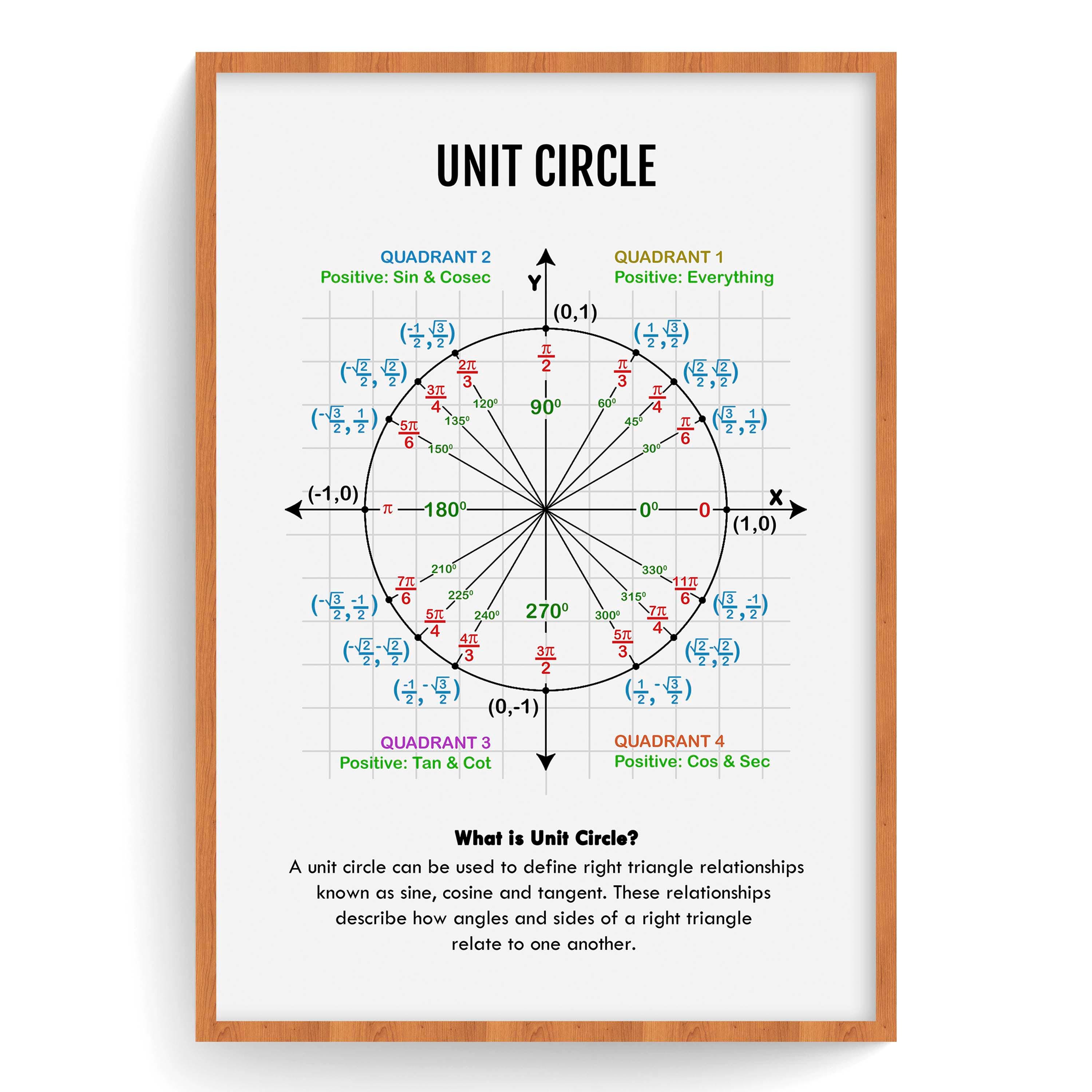 Unit Circle Trigonometry Poster: Math Classroom Decor (digital Download ...