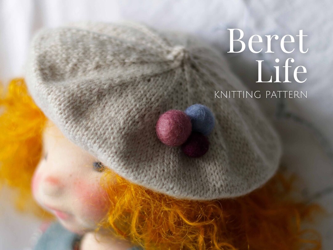 Knit Doll Hat Beret Life | Knitting Pattern | PDF Download | Doll ...