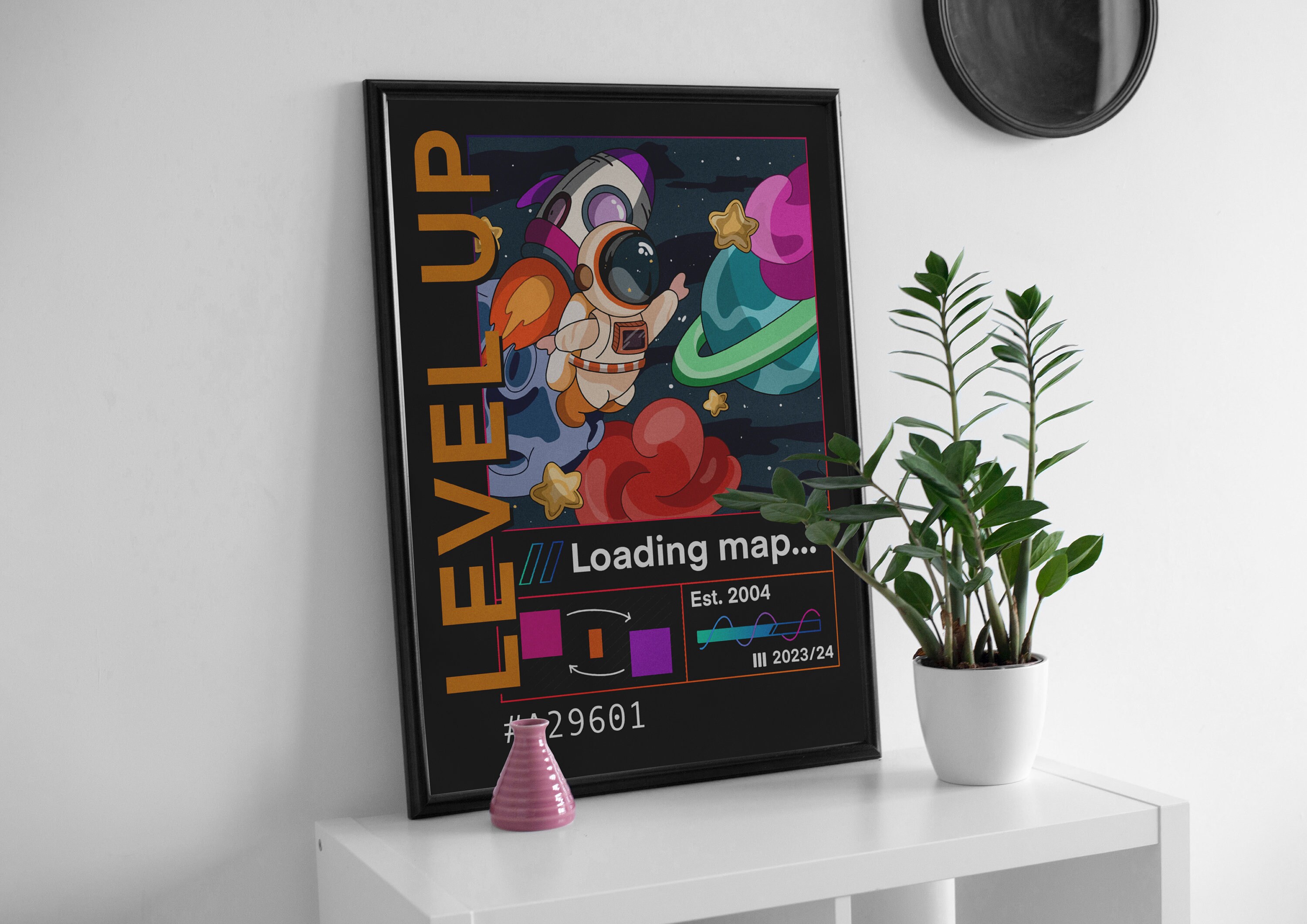 Space Themed Level up Gaming Poster, Gaming Poster, Wall Art for Gaming ...