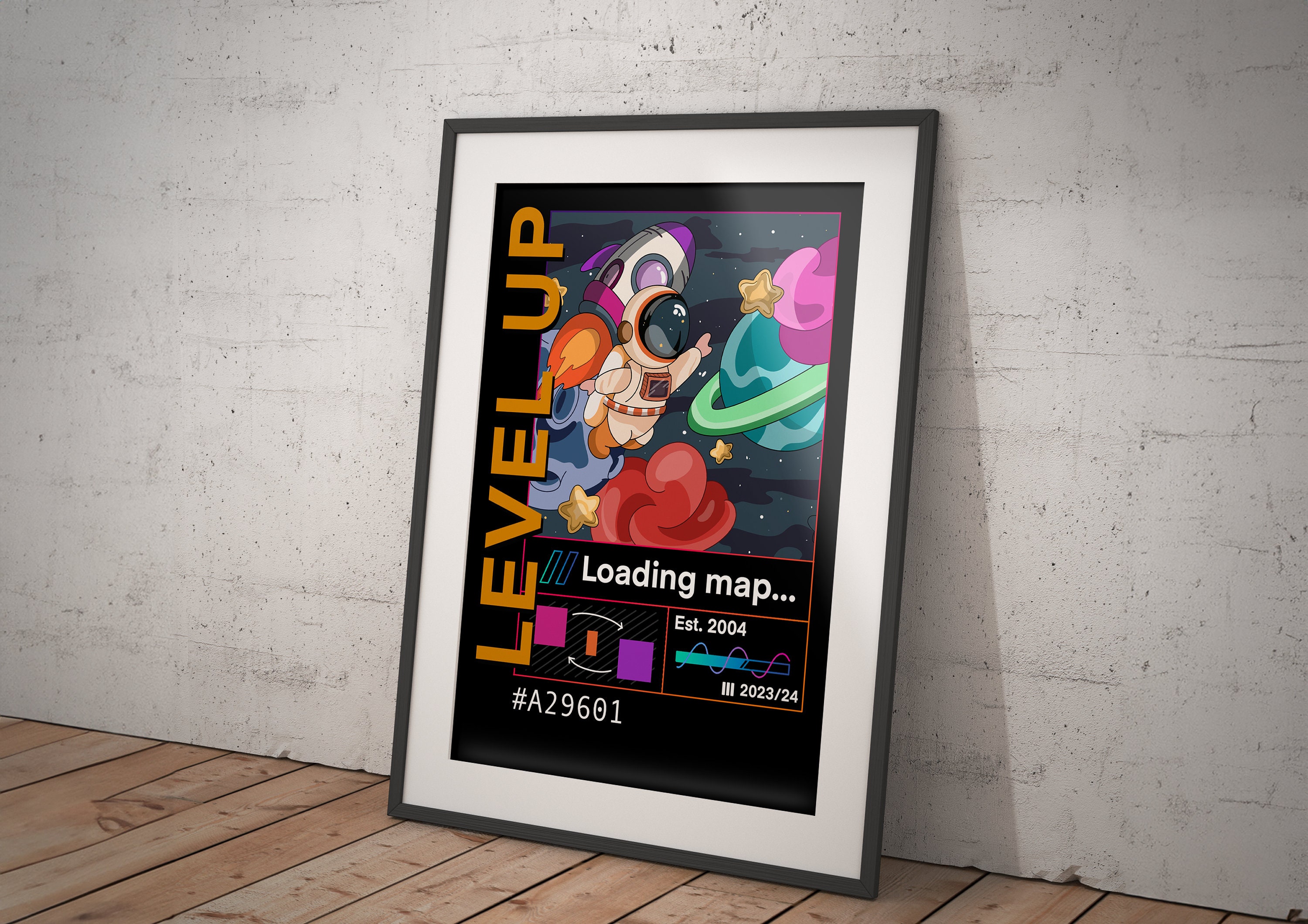 Space Themed Level up Gaming Poster, Gaming Poster, Wall Art for Gaming ...