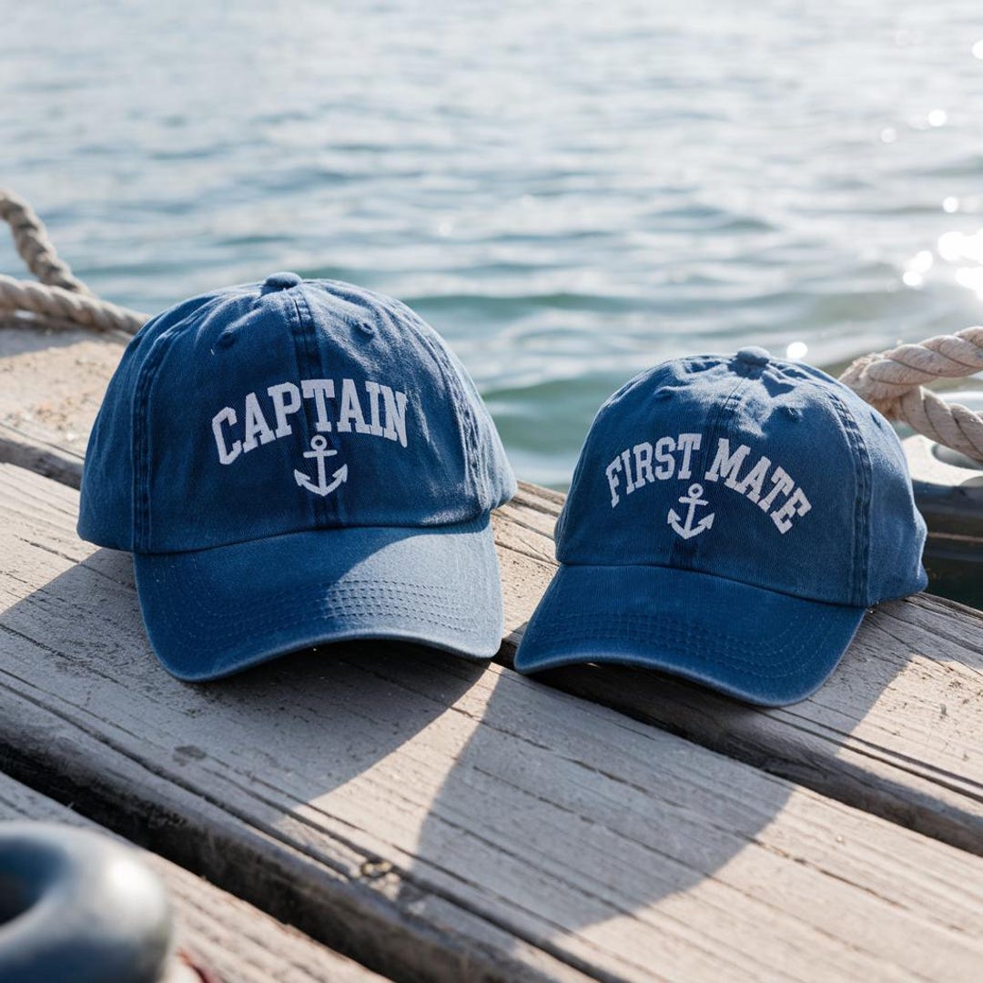 Captain and First Mate Matching Hat Set, Dad and Son Nautical Hats ...