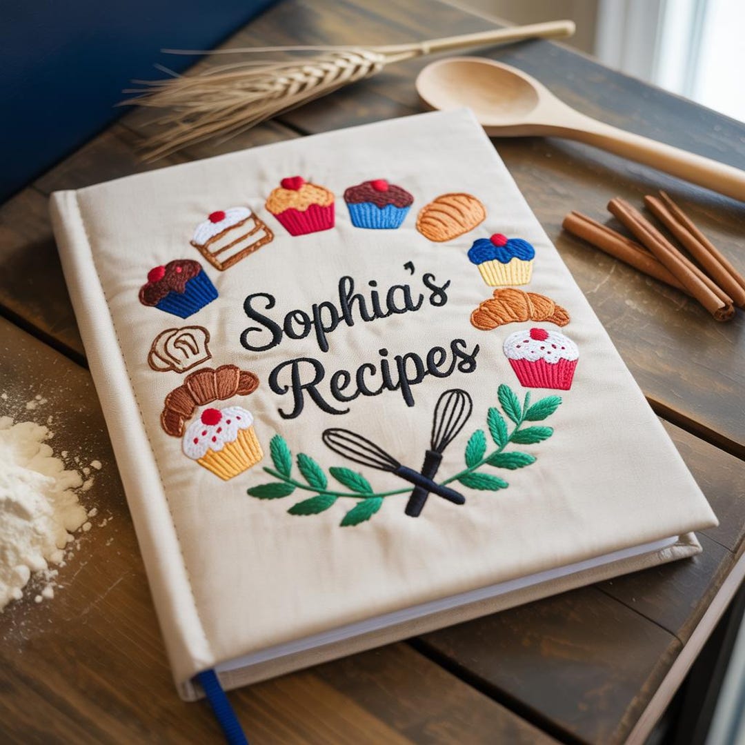 Custom Recipe Book With Pastry & Whisk Wreath – Personalized ...