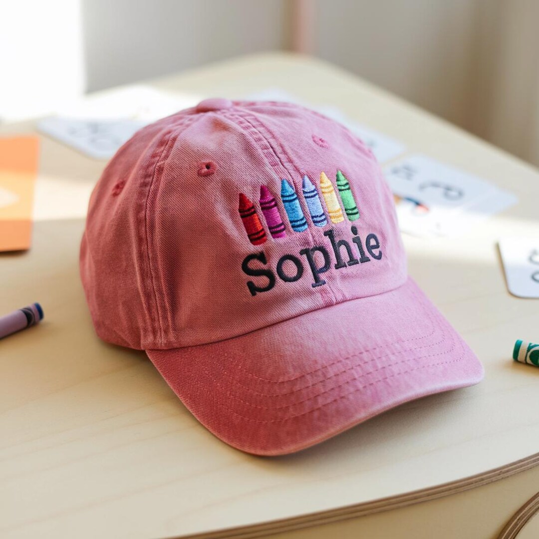 Custom Crayon Name Hat, Embroidered Back to School Cap for Teachers or ...