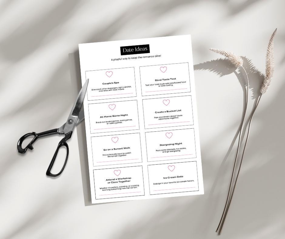 40 Date Night Printable Cards for Couples - Etsy
